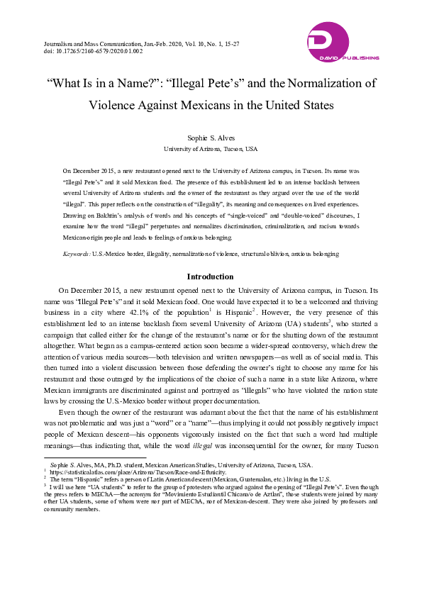 (PDF) “What Is in a Name?”: “Illegal Pete’s” and the Normalization of ...