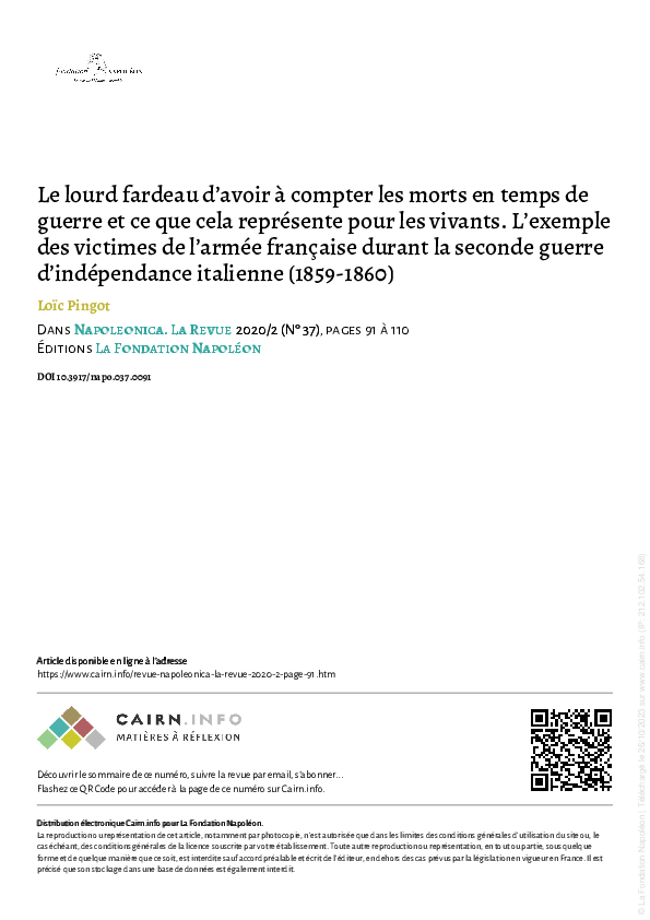 (PDF) Le lourd fardeau d’avoir à compter les morts en temps de guerre et ce que cela représente ...