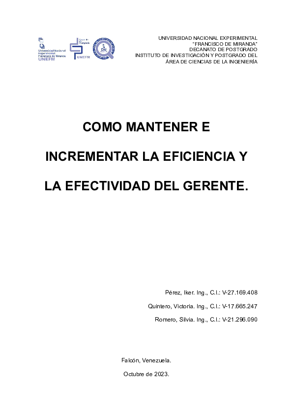 (PDF) Como mantener e incrementar la eficiencia y la efectividad del ...