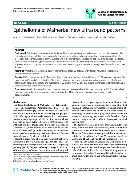 (PDF) Epithelioma of Malherbe: new ultrasound patterns