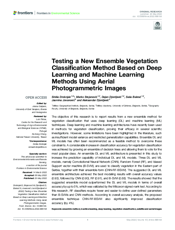 Pdf Testing A New Ensemble Vegetation Classification Method Based On Deep Learning And Machine
