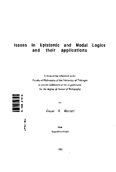 (PDF) Issues in epistemic and modal logics and their applications