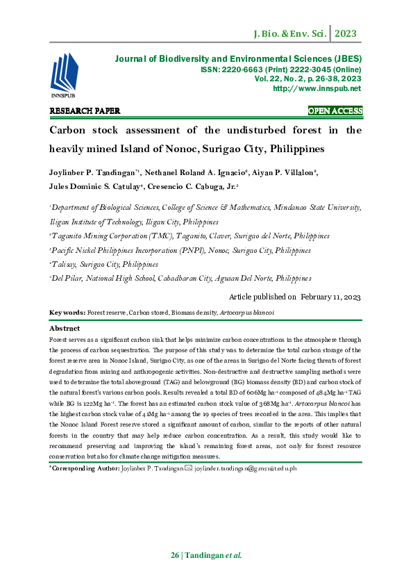 (PDF) Carbon stock assessment of the undisturbed forest in the heavily ...