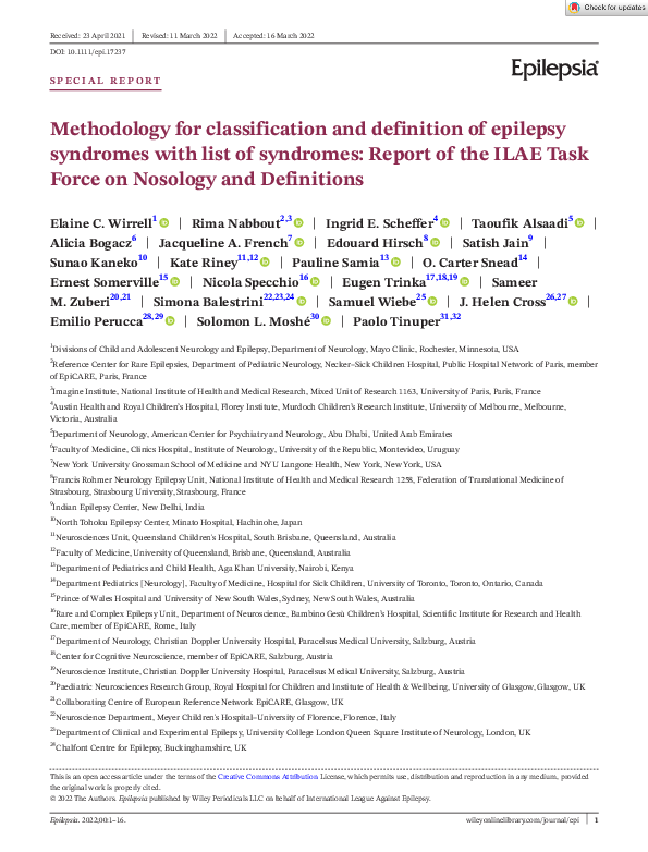 (PDF) Methodology for classification and definition of epilepsy ...