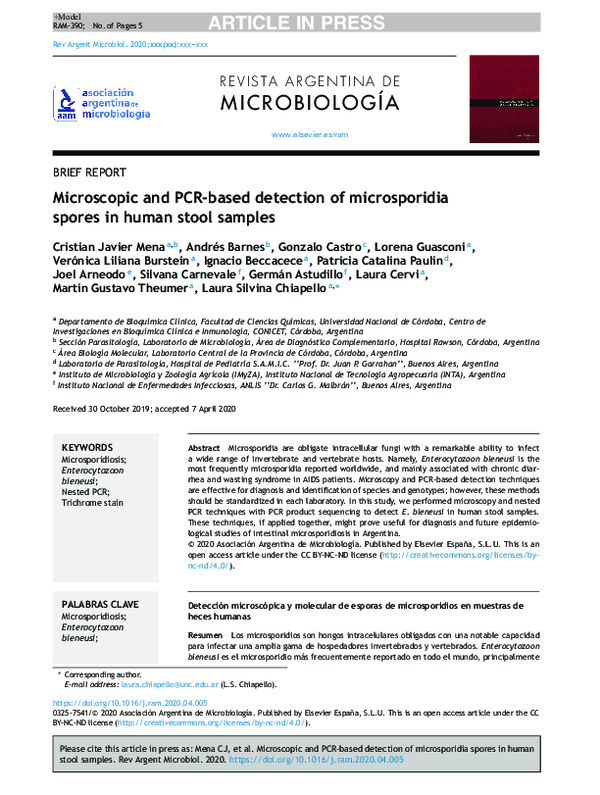 (PDF) Microscopic and PCR-based detection of microsporidia spores in ...