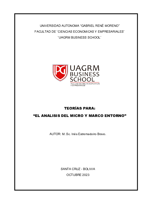 (PDF) Teorías para el análisis del Macro y Micro entorno