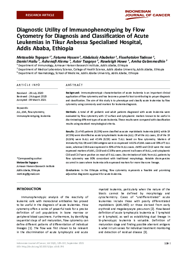 (PDF) Flow Cytometry in Acute Leukemia Diagnosis