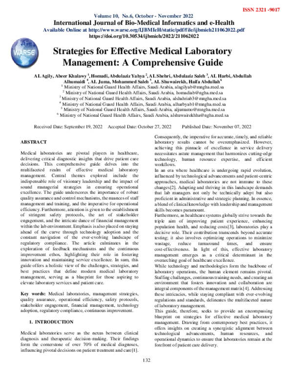 (PDF) Strategies for Effective Medical Laboratory Management: A ...