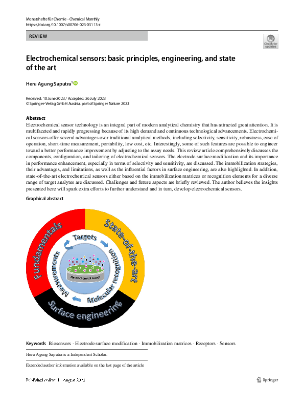 (PDF) Electrochemical sensors: basic principles, engineering, and state ...