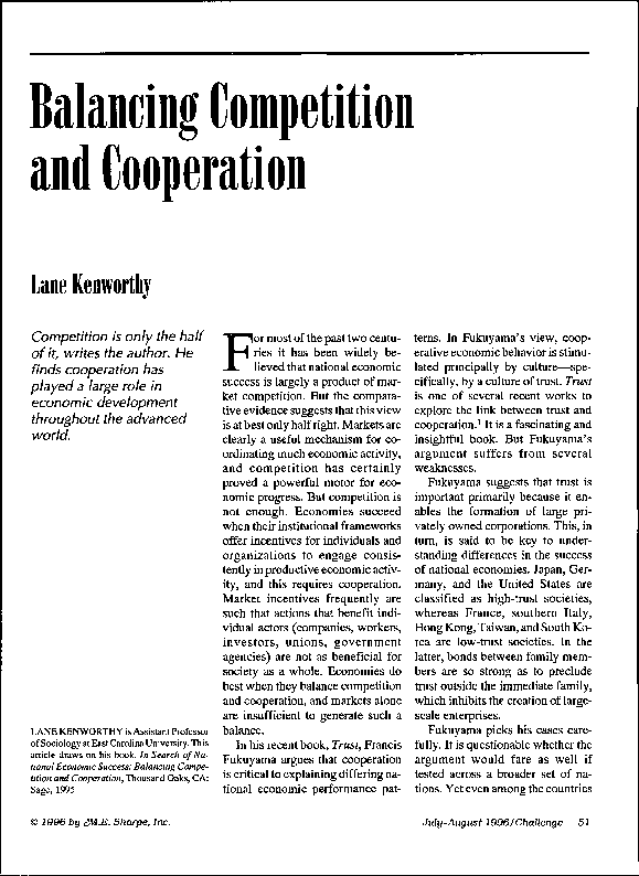 (PDF) Balancing Competition and Cooperation