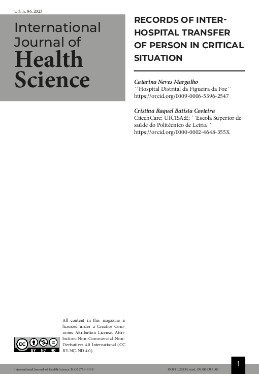 (PDF) RECORDS OF INTER-HOSPITAL TRANSFER OF PERSON IN CRITICAL ...