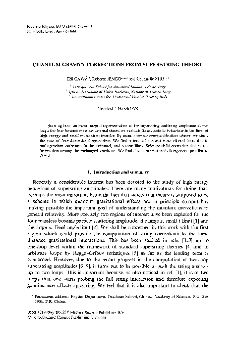 (PDF) Quantum gravity corrections from superstring theory