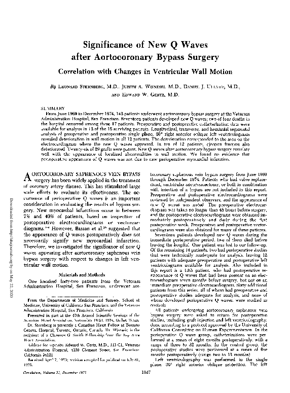 (PDF) Significance of new Q waves after aortocoronary bypass surgery ...