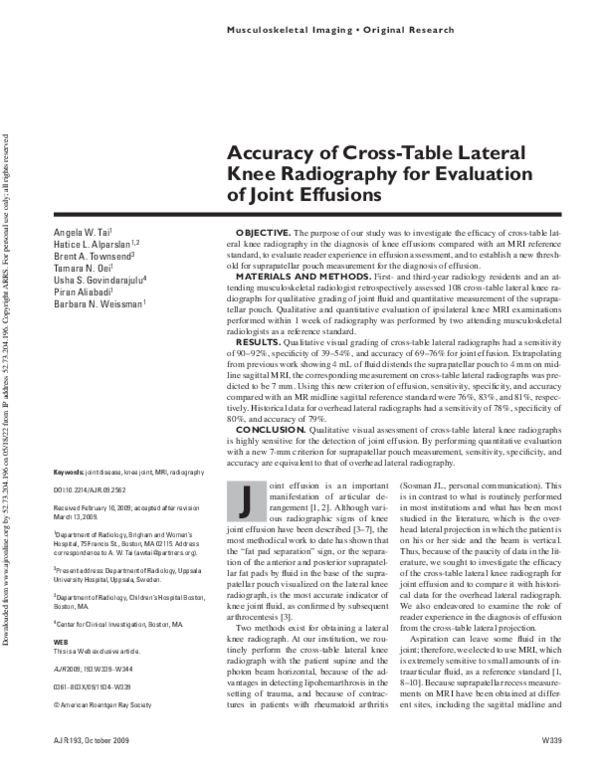 (PDF) Accuracy of Cross-Table Lateral Knee Radiography for Evaluation ...