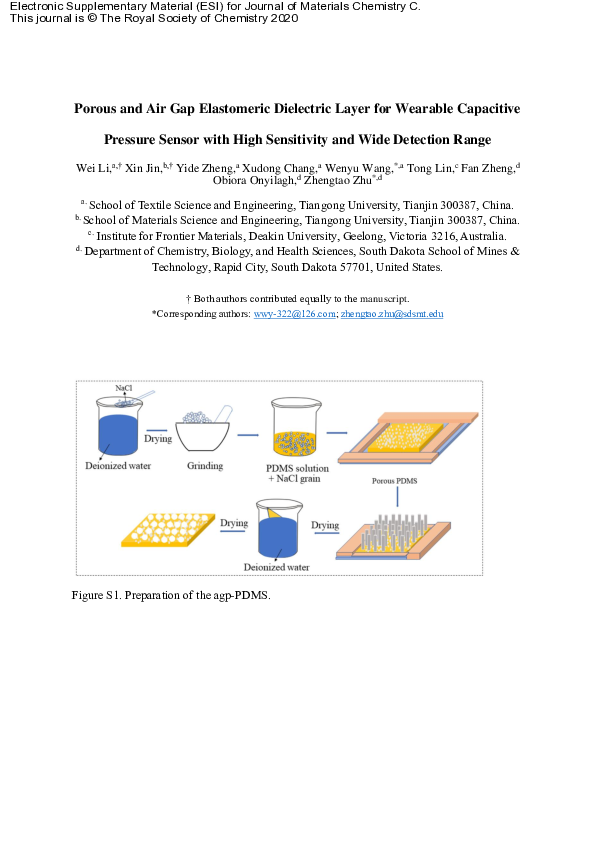 Pdf A Porous And Air Gap Elastomeric Dielectric Layer For Wearable Capacitive Pressure Sensor