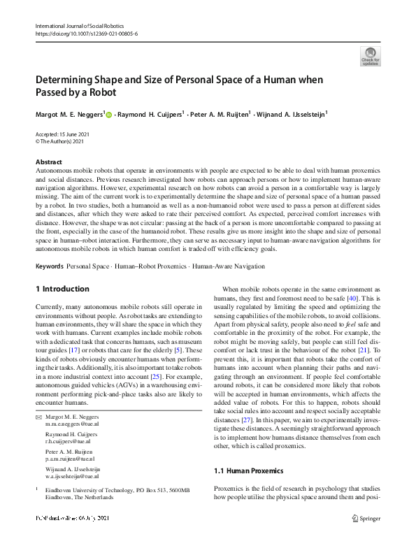 (PDF) Determining Shape and Size of Personal Space of a Human when ... (PDF) Determining Shape and Size of Personal Space of a Human when ...