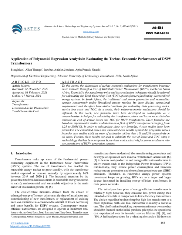 (PDF) Application of Polynomial Regression Analysis in Evaluating the ...