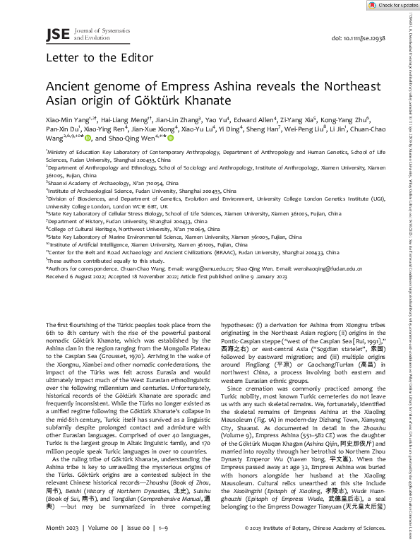 (PDF) Ancient genome of Empress Ashina reveals the Northeast Asian ...