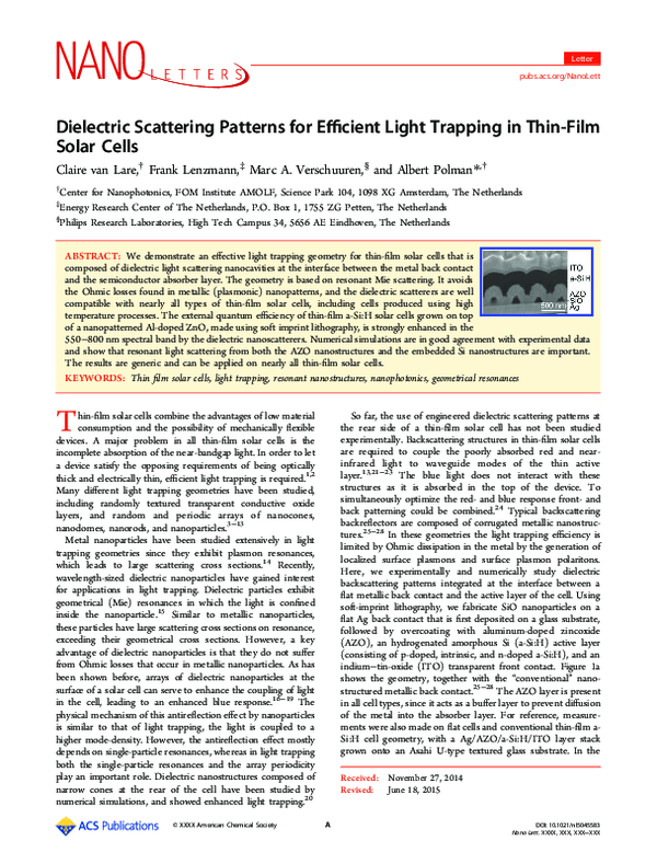 (PDF) Dielectric Scattering Patterns for Efficient Light Trapping in ...