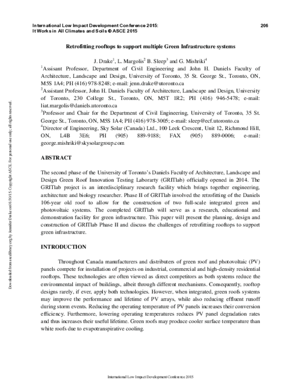 (PDF) Retrofitting Rooftops to Support Multiple Green Infrastructure ...