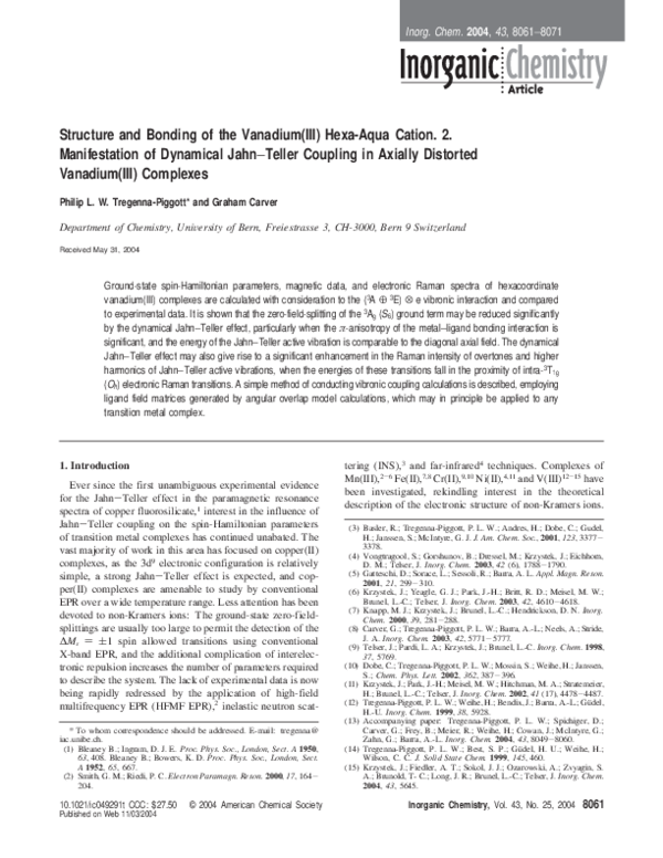 (PDF) Structure and Bonding of the Vanadium(III) Hexa-Aqua Cation. 1 ...