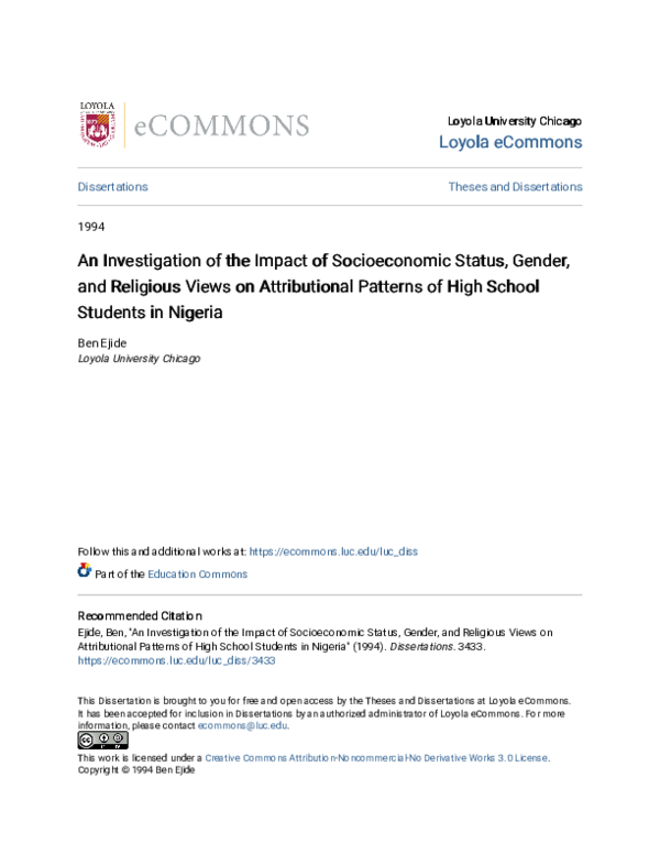 (PDF) An Investigation of the Impact of Socioeconomic Status, Gender ...