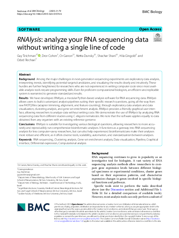 (PDF) RNAlysis: analyze your RNA sequencing data without writing a ...