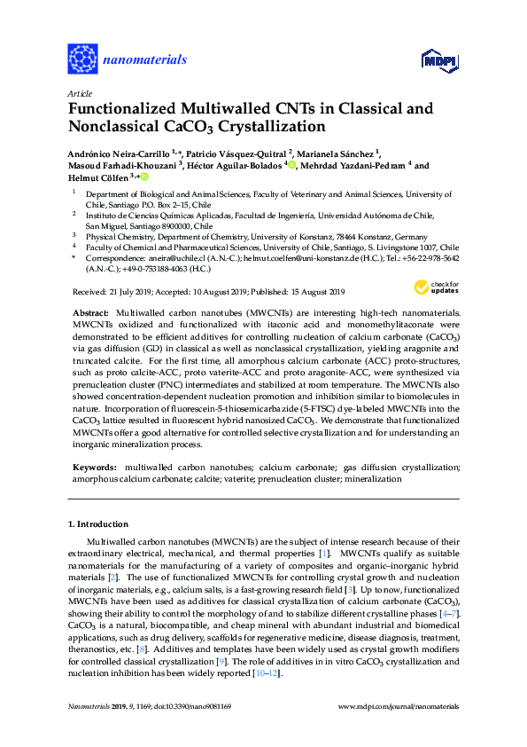 (PDF) Functionalized Multiwalled CNTs in Classical and Nonclassical ...