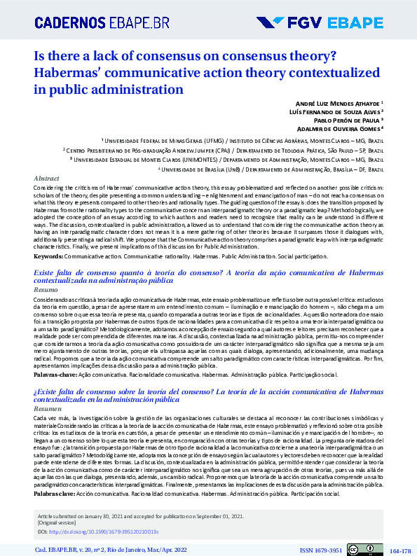 (PDF) Is there a lack of consensus on consensus theory? Habermas’ communicative action theory ...