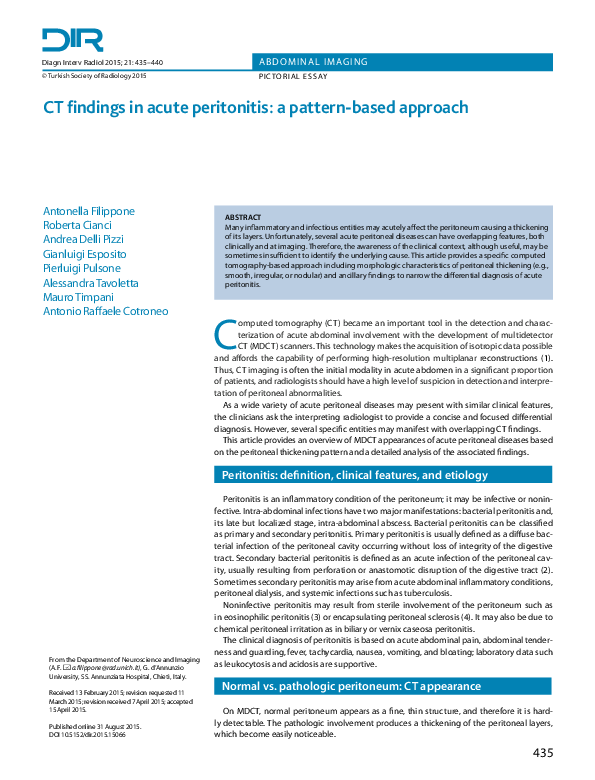(PDF) CT findings in acute peritonitis: a pattern-based approach