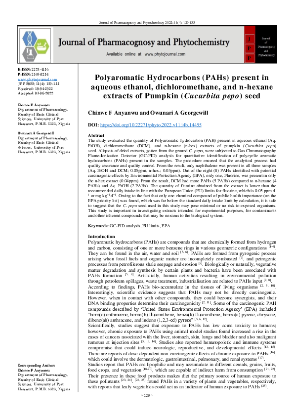 (PDF) Polyaromatic Hydrocarbons (PAHs) present in aqueous ethanol ...