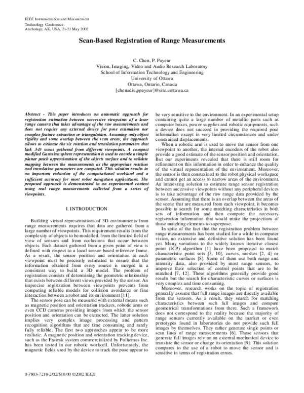 (PDF) Scan-based registration of range measurements
