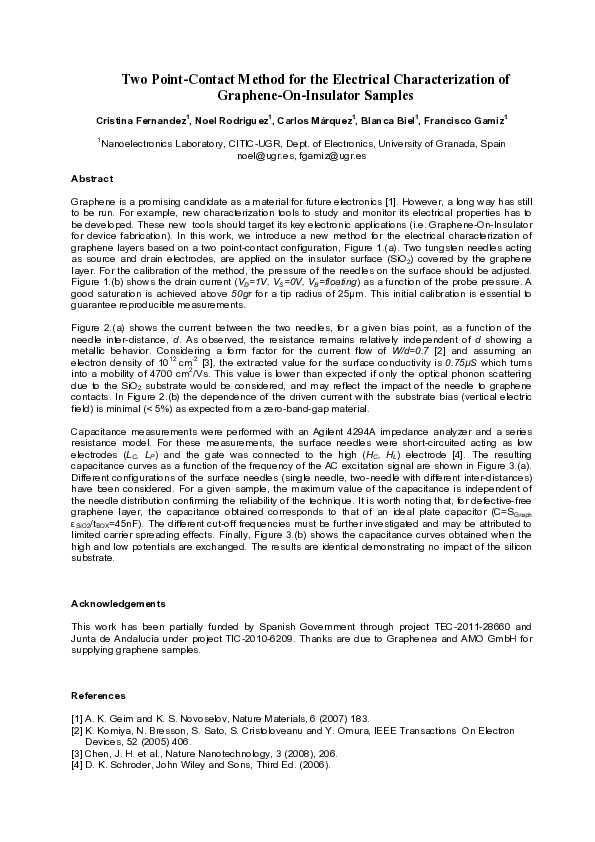 (PDF) Two Point-Contact Method for the Electrical Characterization of ...