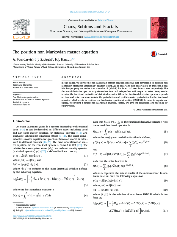 (PDF) The position non Markovian master equation