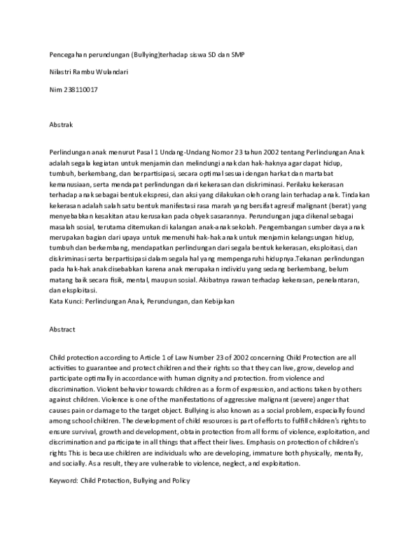 (DOC) Pencegahan perundungan (Bullying)terhadap siswa SD dan SMP