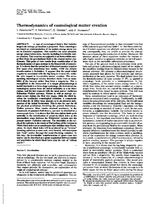 (PDF) Thermodynamics of cosmological matter creation | Pasquale Nardone ...