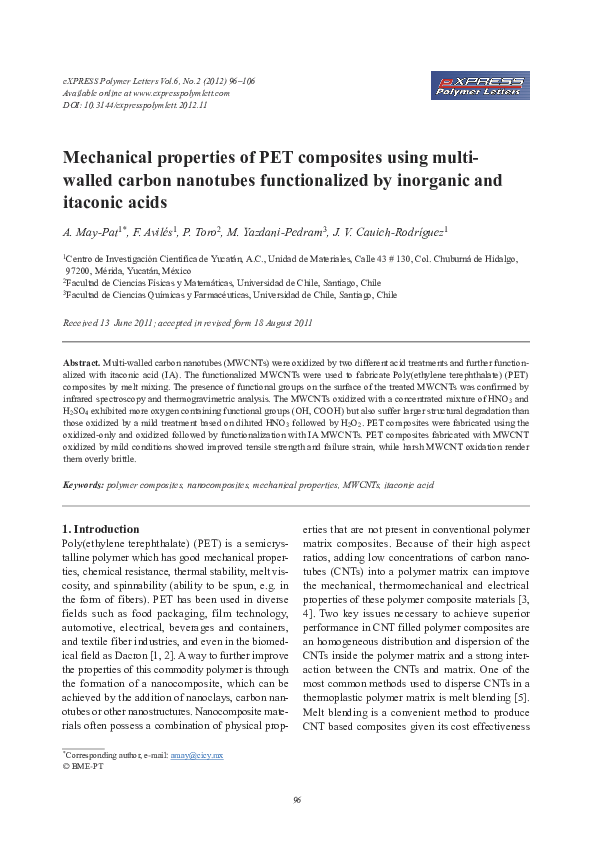 (PDF) Mechanical properties of PET composites using multi-walled carbon ...