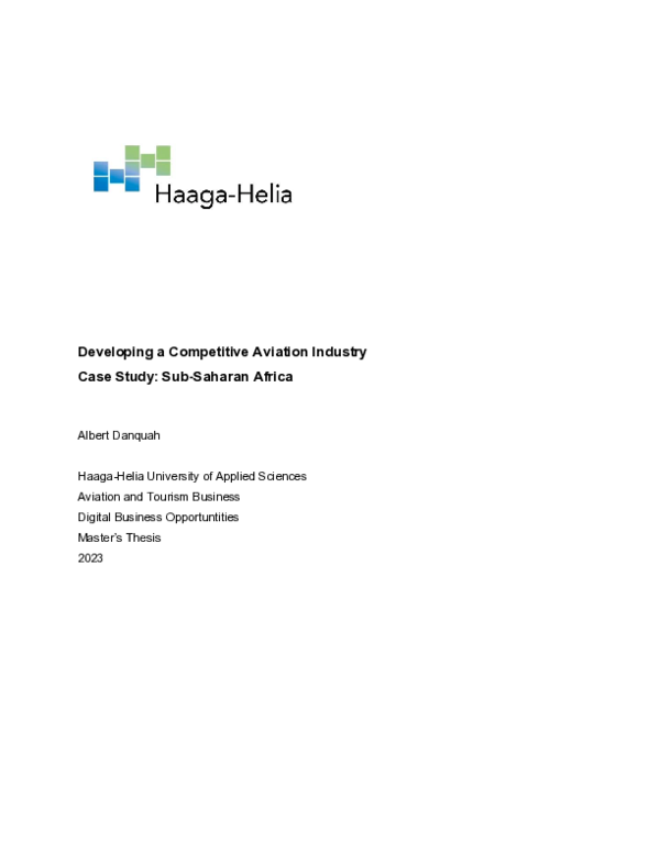 (PDF) Developing a Competitive Aviation Industry. Case Study: Sub ...