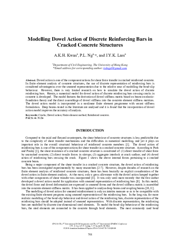 (PDF) Modelling Dowel Action of Discrete Reinforcing Bars in Cracked ...