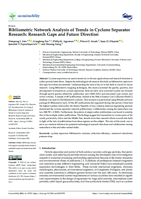 (PDF) Bibliometric Network Analysis of Trends in Cyclone Separator ...