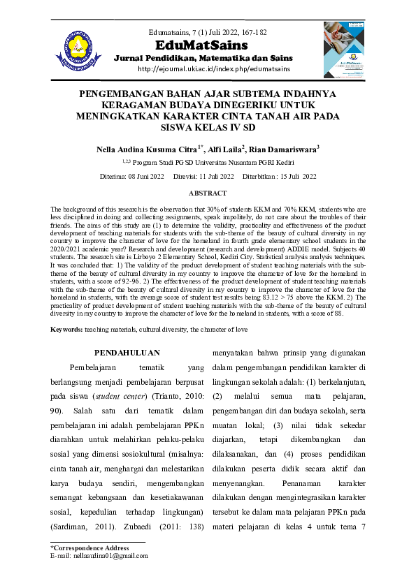 (PDF) Pengembangan Bahan Ajar Subtema Indahnya Keragaman Budaya Dinegeriku Untuk Meningkatkan ...