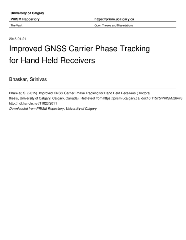 Pdf Improved Gnss Carrier Phase Tracking For Hand Held Receivers