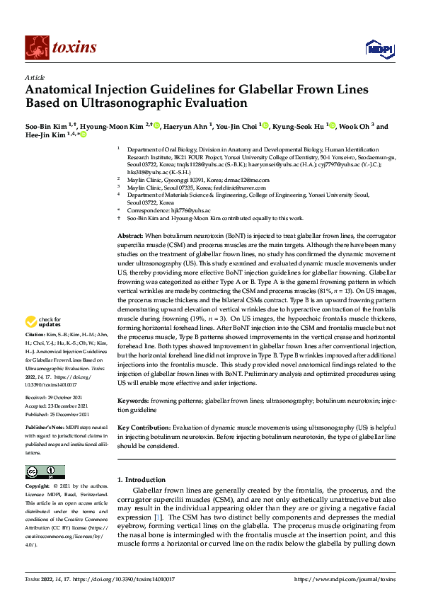 (PDF) Anatomical Injection Guidelines for Glabellar Frown Lines Based ...
