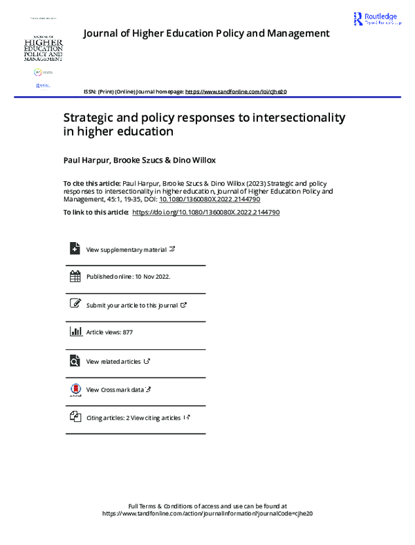 (PDF) Strategic and policy responses to intersectionality in higher ...