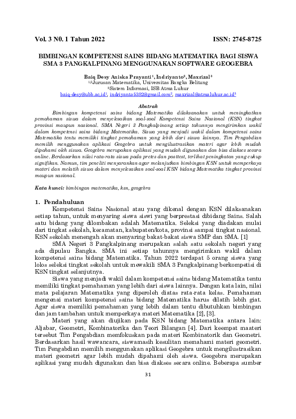 (PDF) Bimbingan Kompetensi Sains Bidang Matematika Bagi Siswa Sma 3 ...