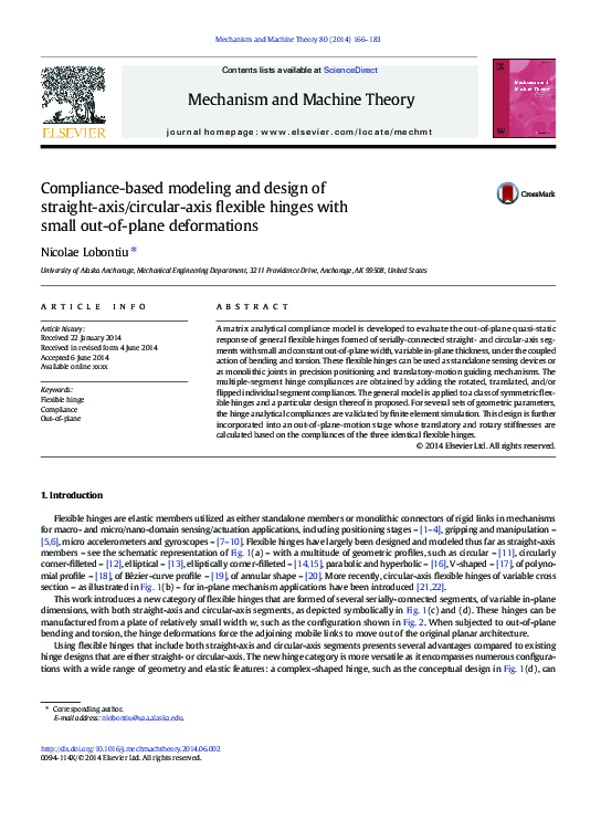 (PDF) Compliance-based modeling and design of straight-axis/circular ...
