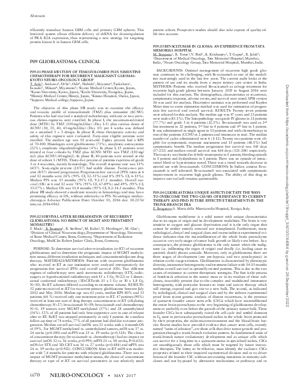 (PDF) P09.03 Bevacizumab in glioma: An experience from Tata Memorial ...