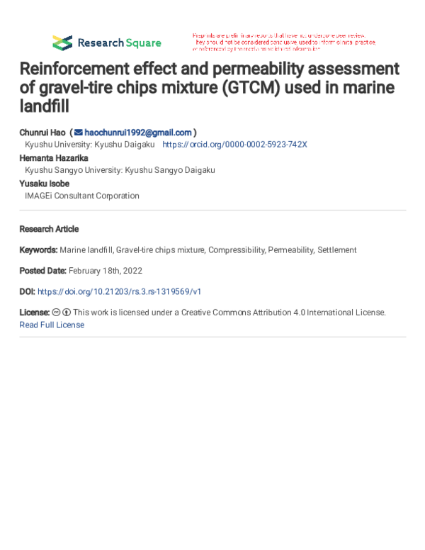 (PDF) Reinforcement effect and permeability assessment of gravel-tire ...