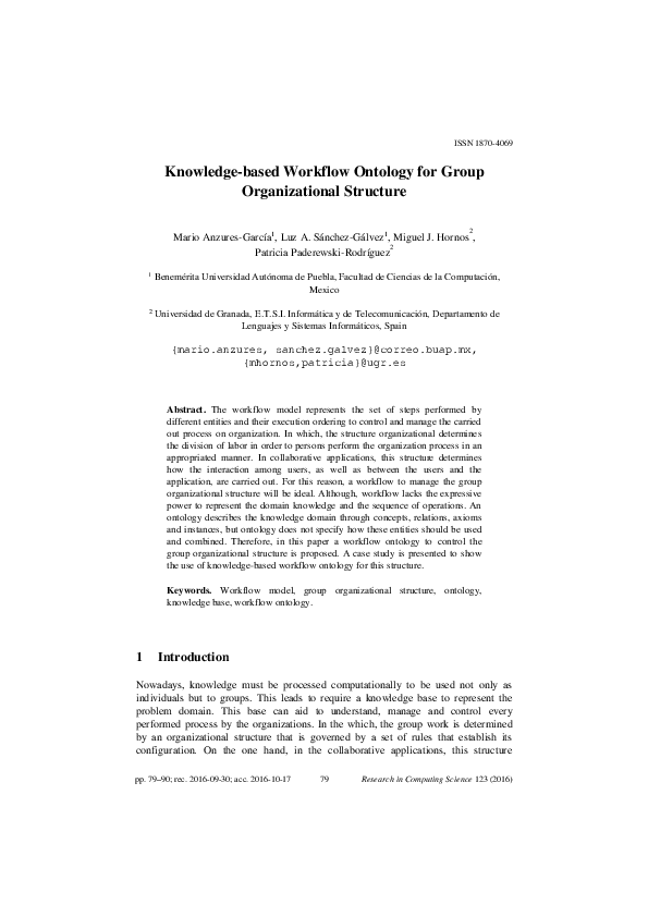(PDF) Knowledge-based Workflow Ontology for Group Organizational Structure