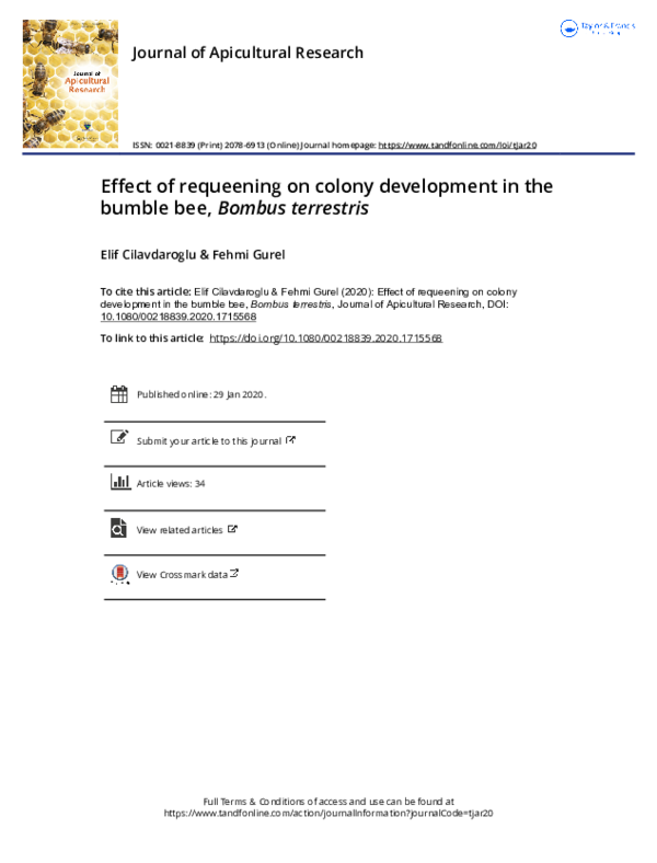 (PDF) Effect of requeening on colony development in the bumble bee ...